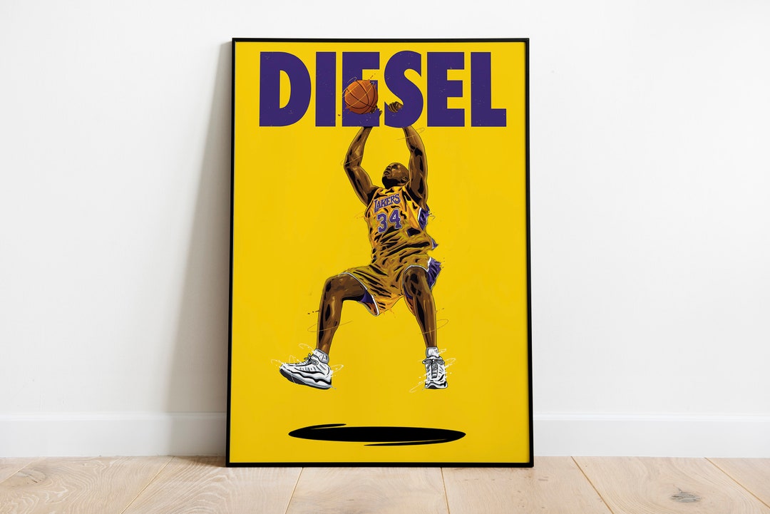 Shaq O'neal Poster, Nba Poster, Los Angeles Lakers, Wall Decor, Wall ...