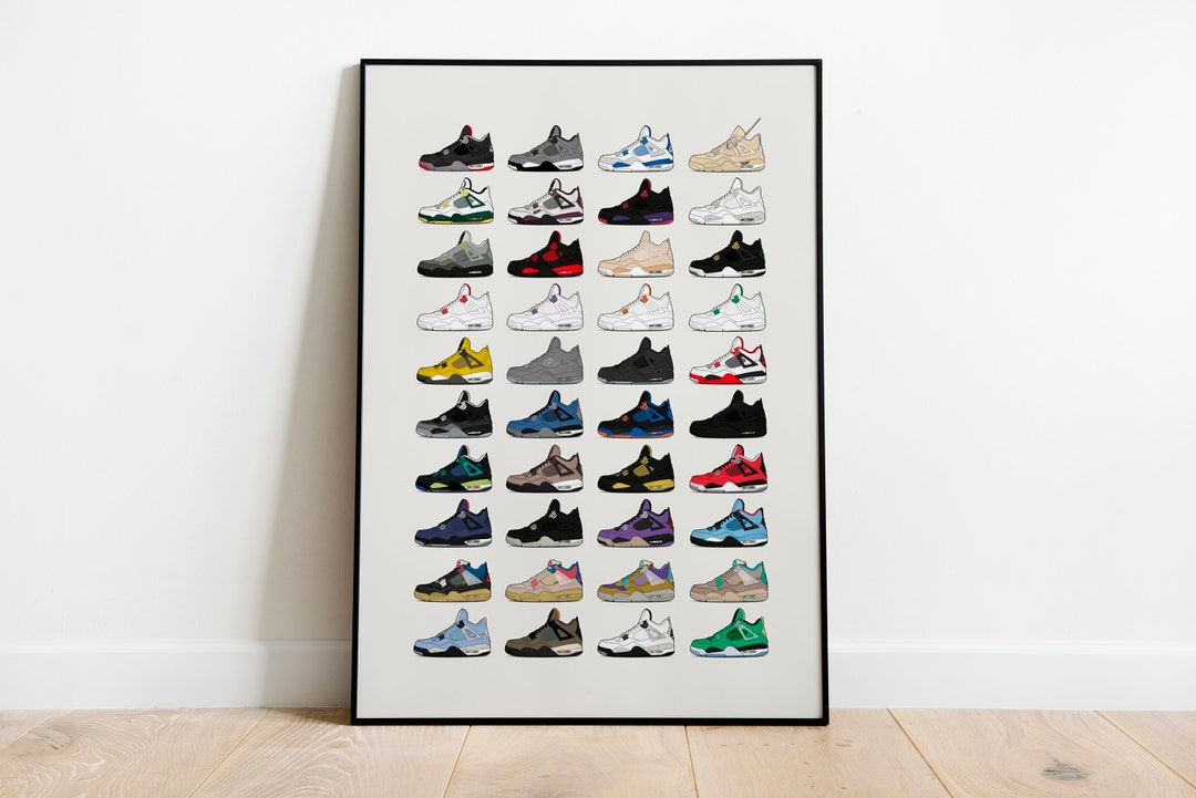 Air Jordan 4 Poster, Sneaker Poster, Sneaker Wall Art, Sneakerhead ...