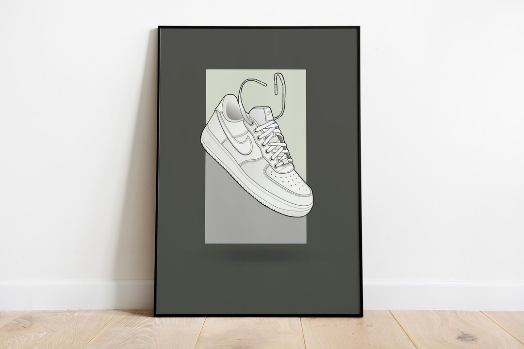Air Force 1 Poster, White on White, Sneaker Poster, Sneaker Wall Art ...