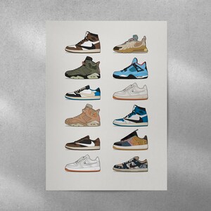 Travis Scott Shoe Collection Travis Scott Retro Poster, Vintage Sneaker ...