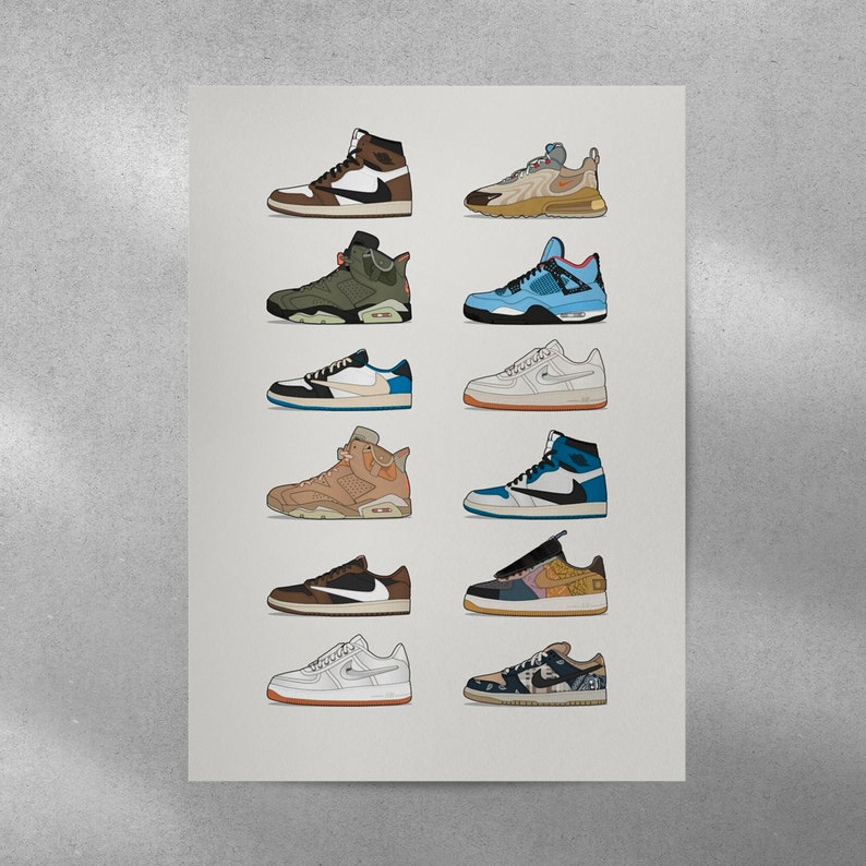 Travis Scott Shoe Collection Travis Scott Retro Poster - Etsy
