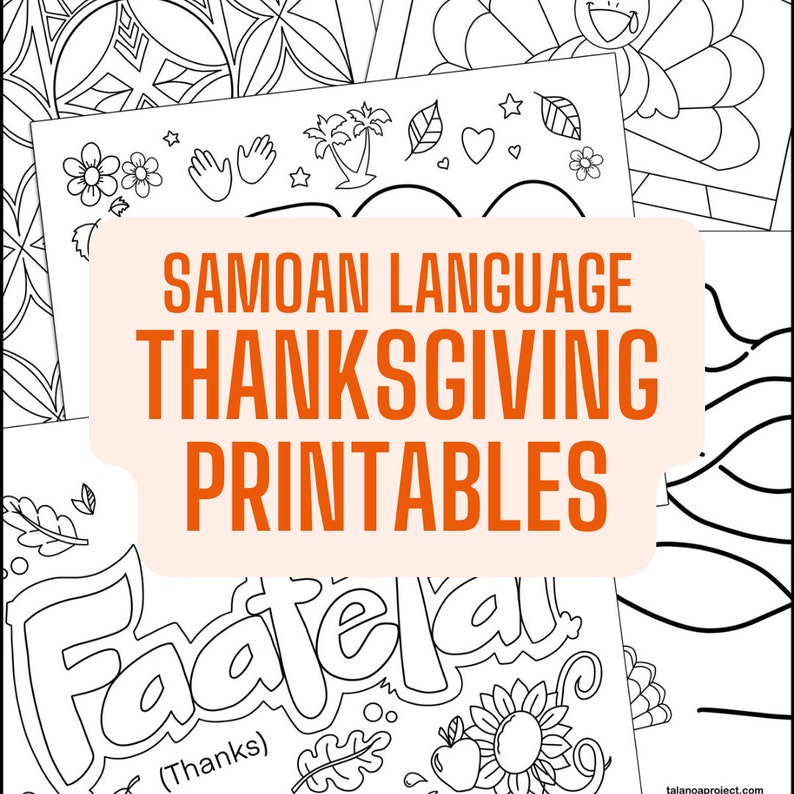 Samoan Language Thanksgiving Printables - Etsy