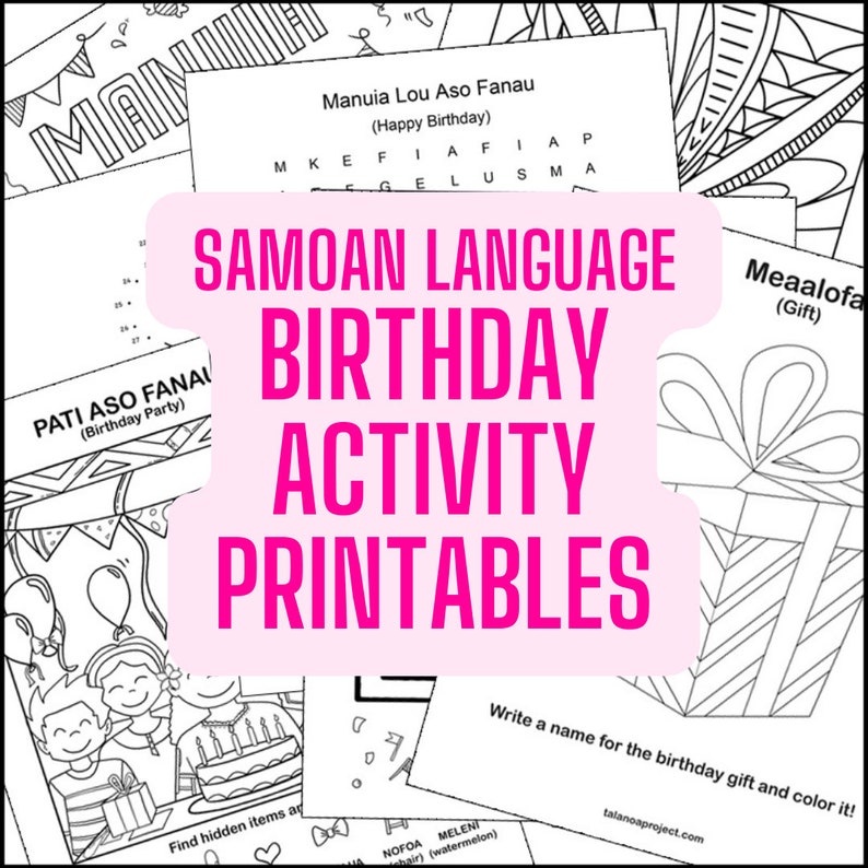 Samoan Language Birthday Activity Printable Pack - Etsy