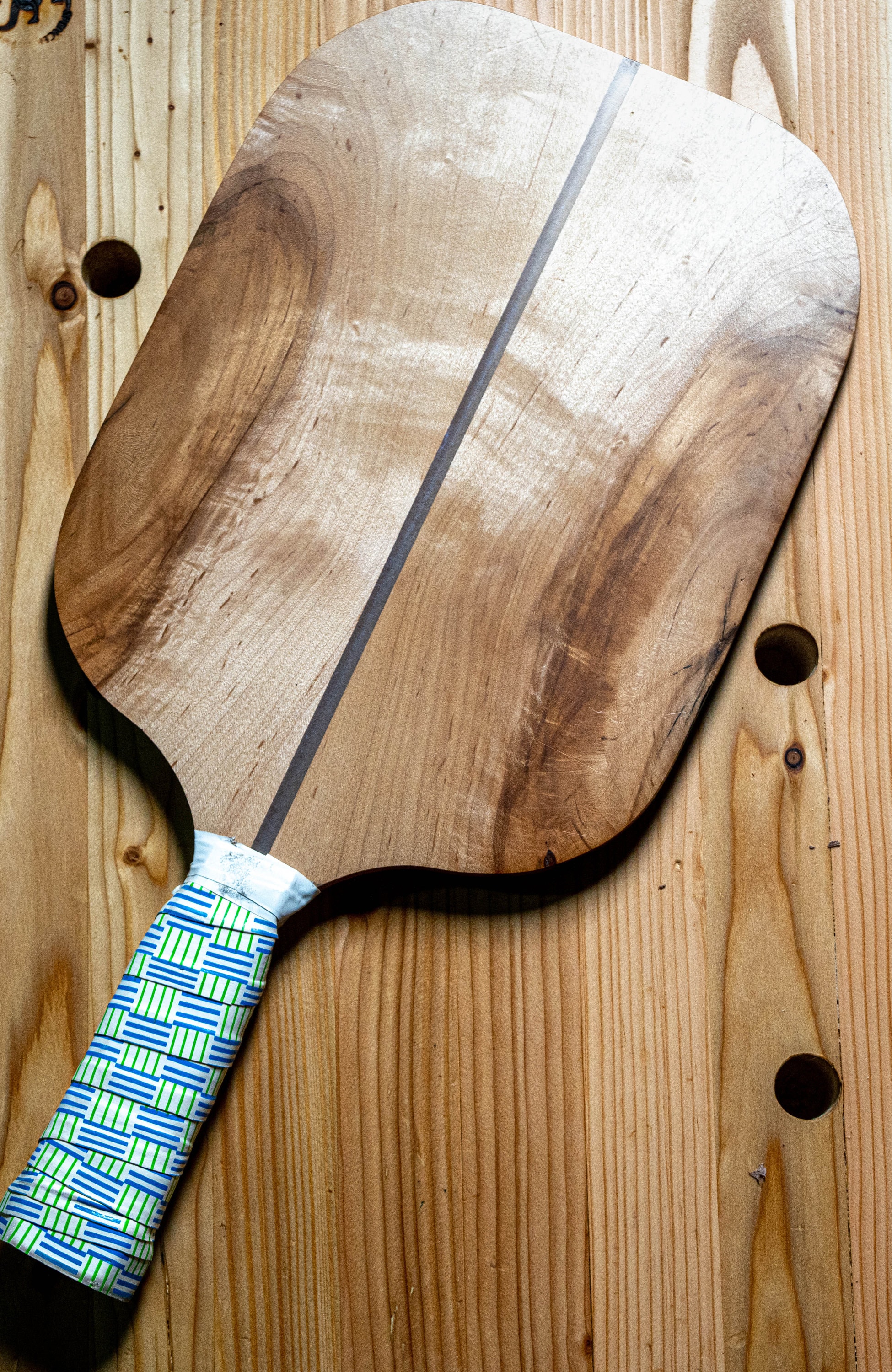 Handcrafted Figured Maple Wooden Pickleball Paddle - Durable High ...