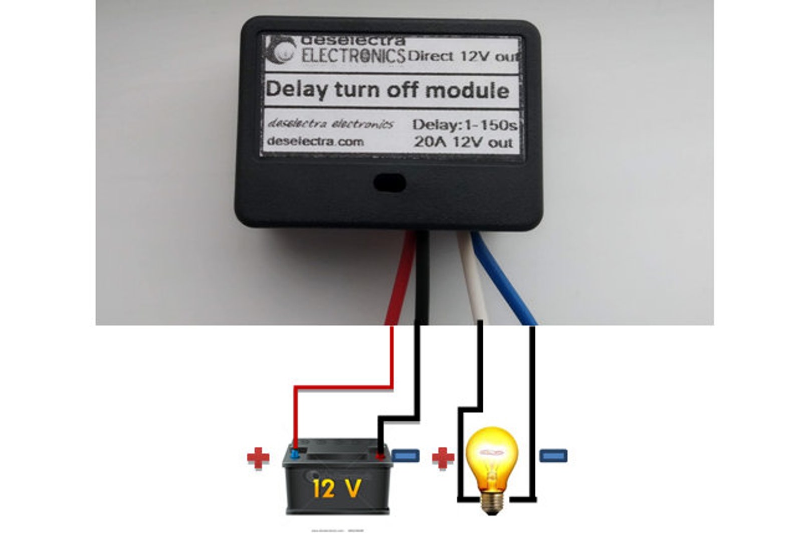 Easy to Use Car Timer Switch Relay 1-150 Sec Delay off 12v 20a Direct ...