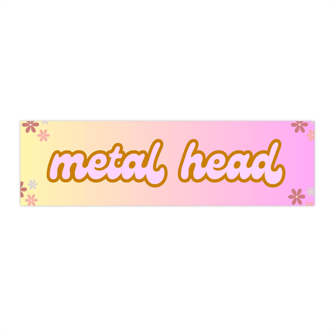 Metal Head Bumper Sticker for Metal Music Girlies Who Love Pink, Car ...