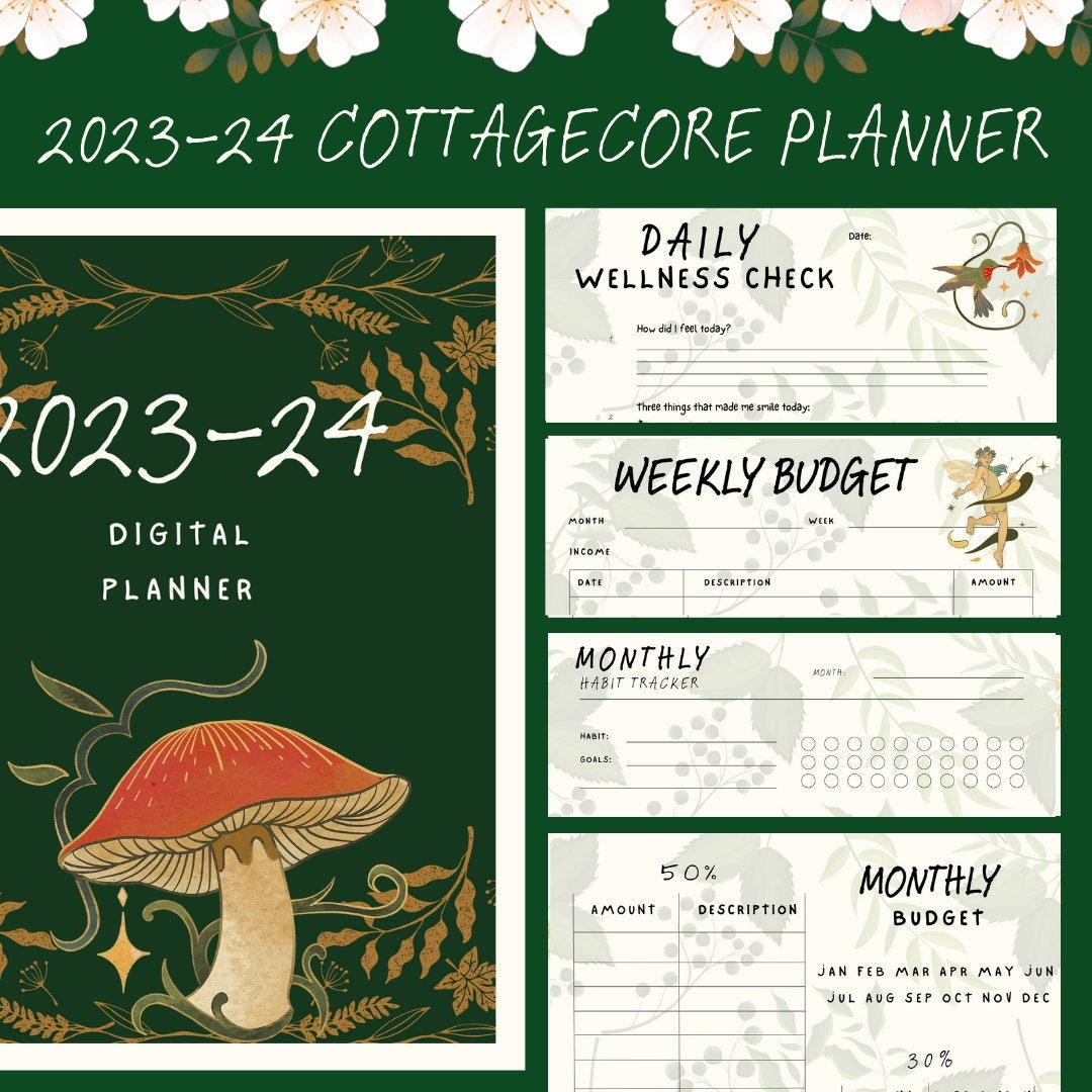 2023-24 Cottagecore Planner Digital and Printable Planner Faerie Garden ...