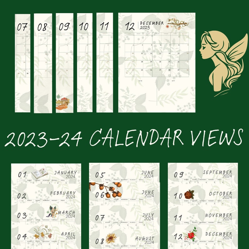 2023-24 Cottagecore Planner Digital and Printable Planner Faerie Garden ...