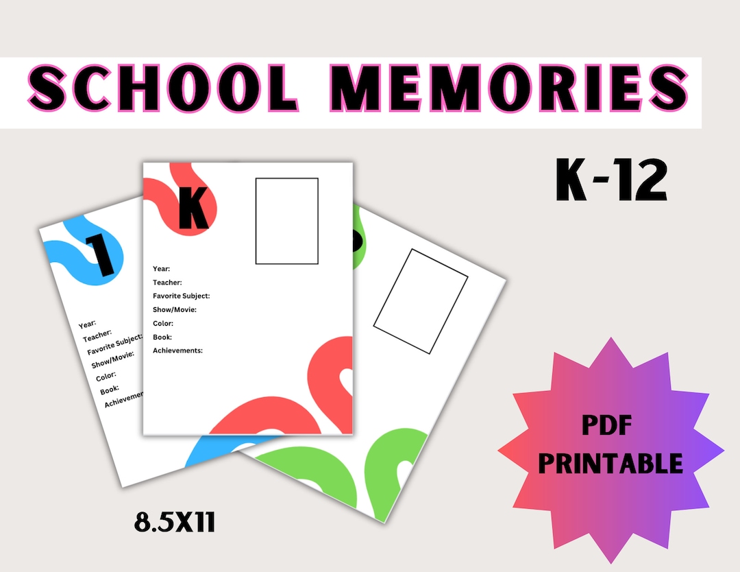 School Memory File Box Sheets PDF Printable K-12 - Etsy