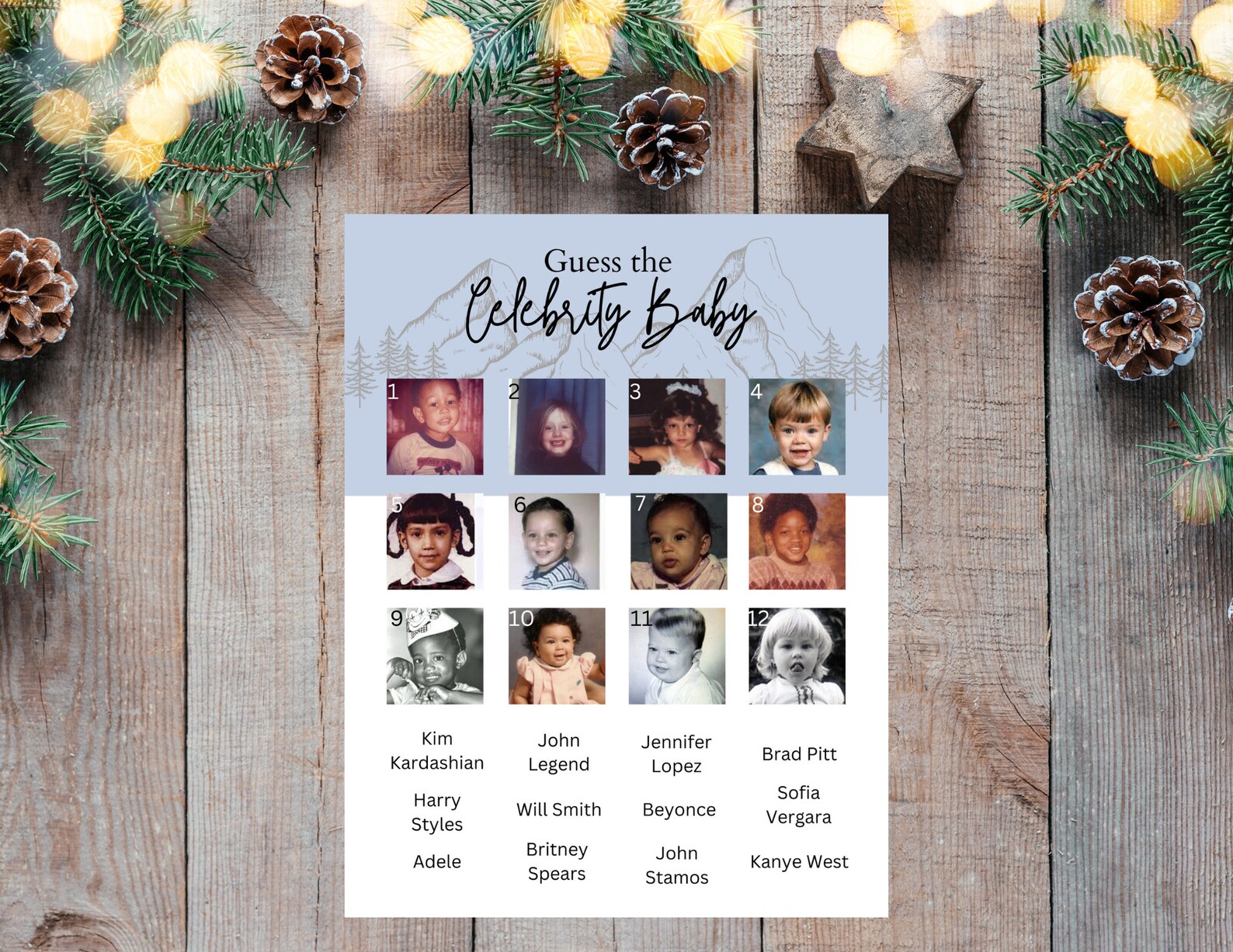 Celebrity Baby Game, Guess the Celebrity, Baby Shower Game, Celebrity ...
