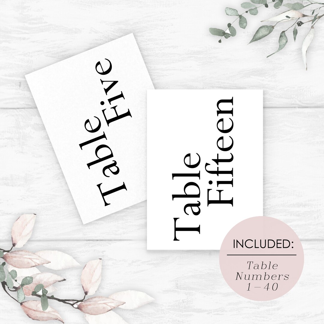 INSTANT DOWNLOAD Table Numbers Printable, Numbers 1-40 Included Print ...