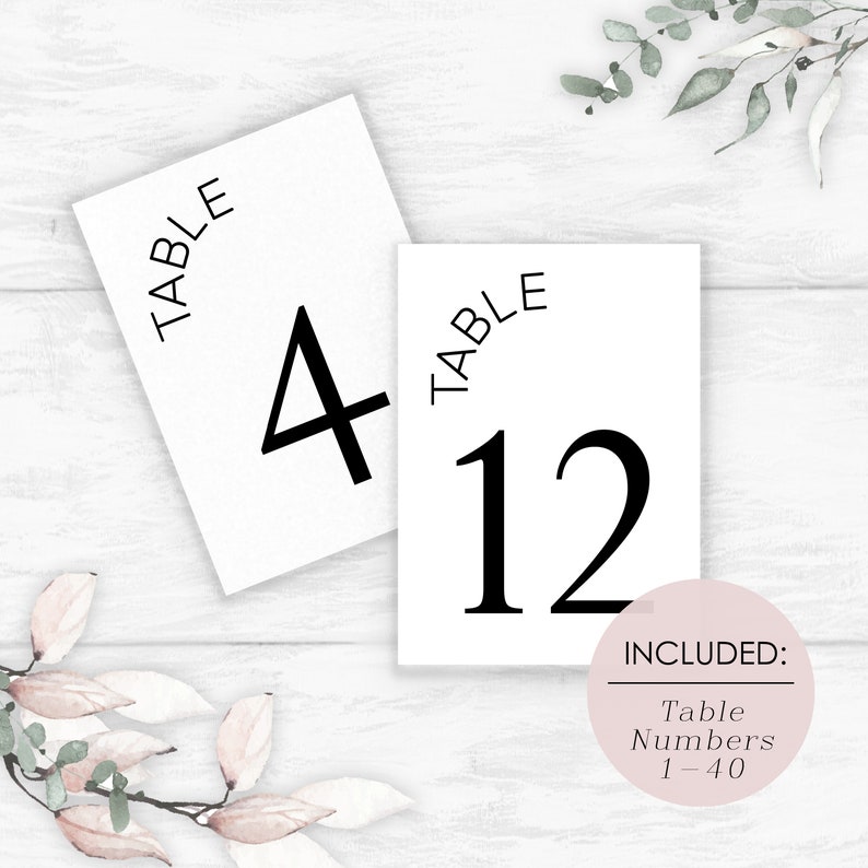 INSTANT DOWNLOAD Table Numbers Printable, Numbers 1-40 Included Print ...