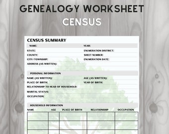 Census Genealogy - Etsy