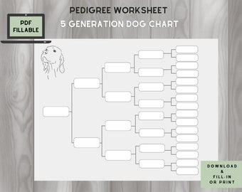 Horse Pedigree Chart 5 Generations on One Page Fillable PDF - Etsy