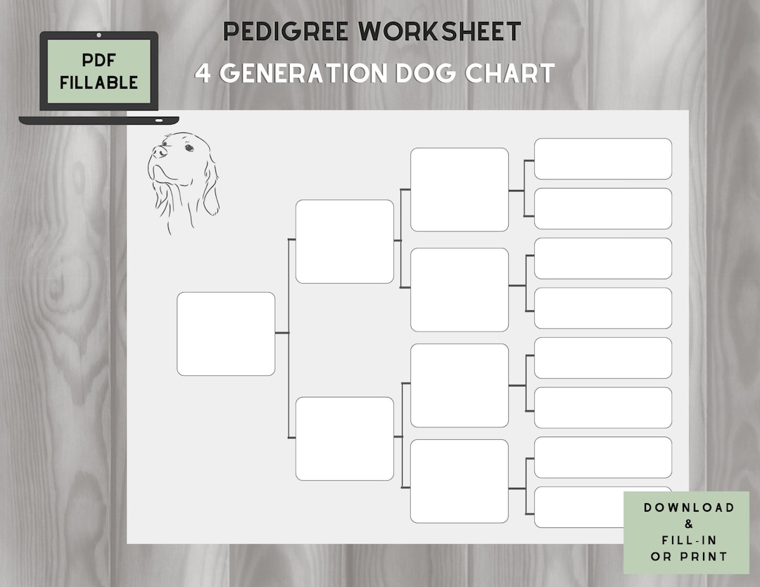 Dog Pedigree Chart - 4 Generations on One Page! - Fillable PDF - Etsy