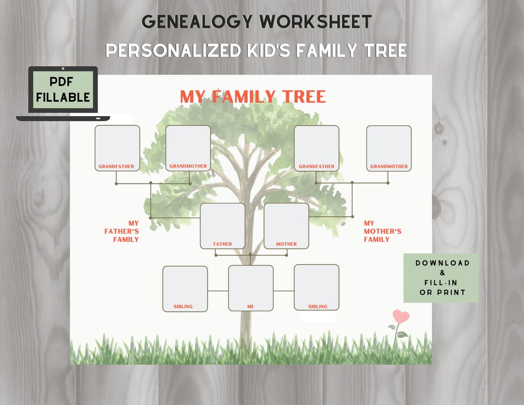 Kids Family Tree - Printable - Family History Project - Customize With ...