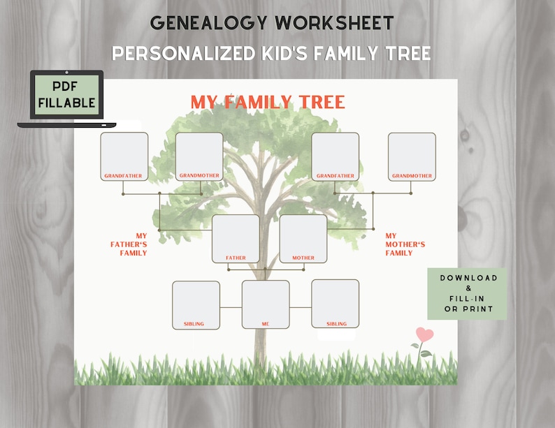 Kids Family Tree - Printable - Family History Project - Customize With ...