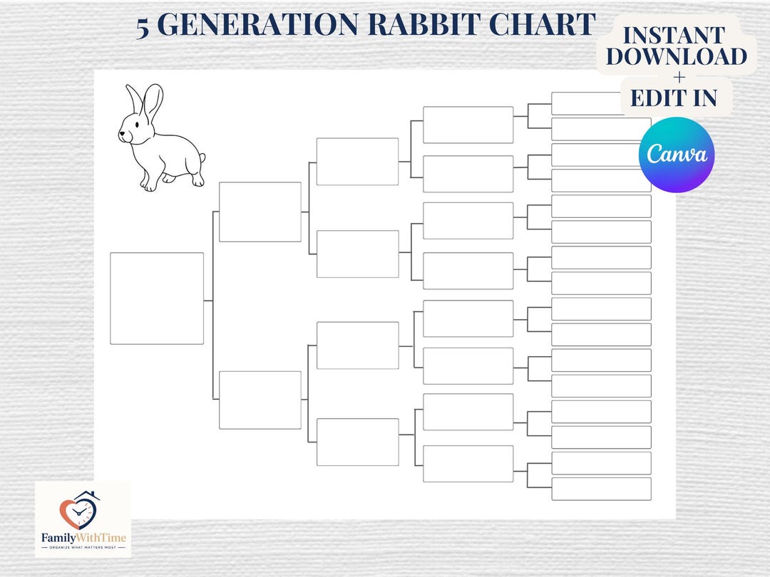 Rabbit Pedigree Chart - 5 Generations - Canva Template - Instant ...