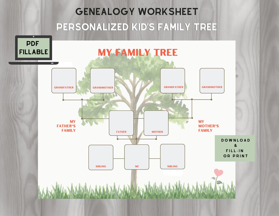 Kids Family Tree Printable Family History Project - Etsy