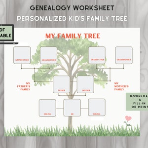 Kids Family Tree Printable Family History Project - Etsy