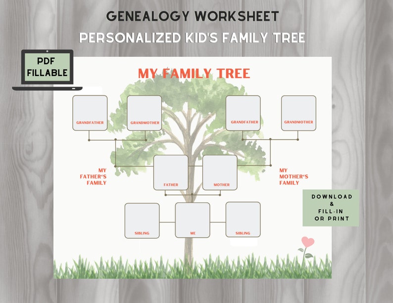 Kids Family Tree Printable Family History Project - Etsy