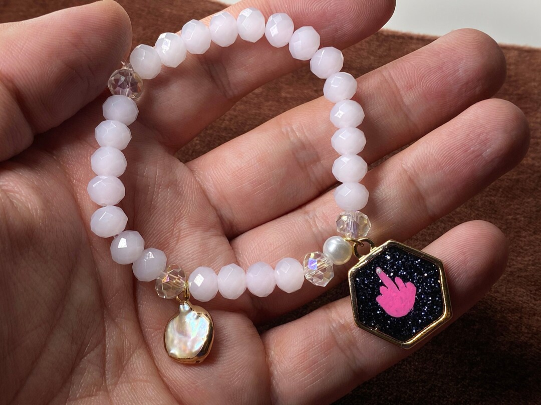 Middle Finger Charm Bracelet in Pink Charm Bracelet Bold - Etsy