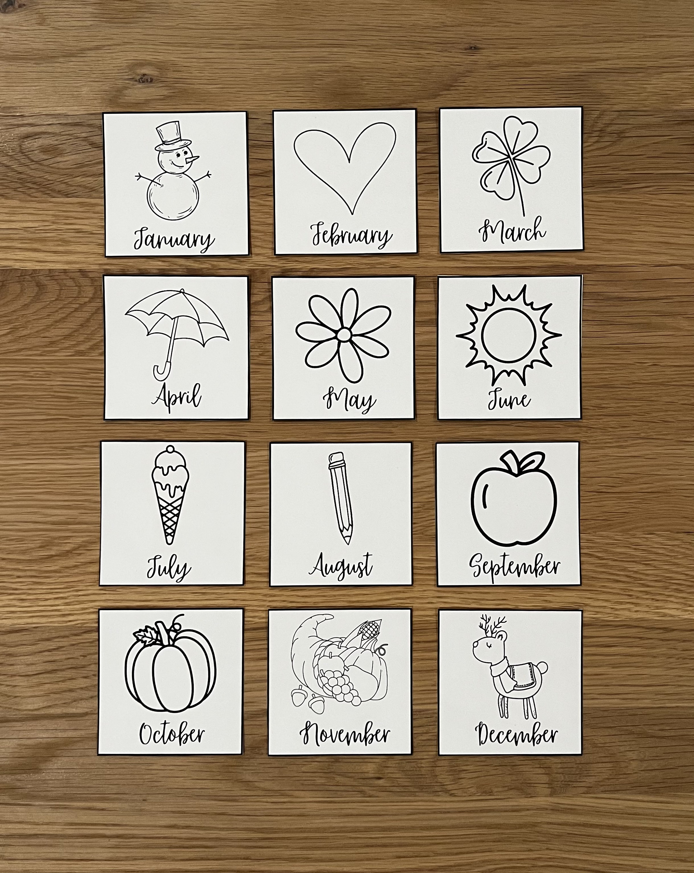 Month Flashcards-coloring Activity-learn the Months-digital Download ...