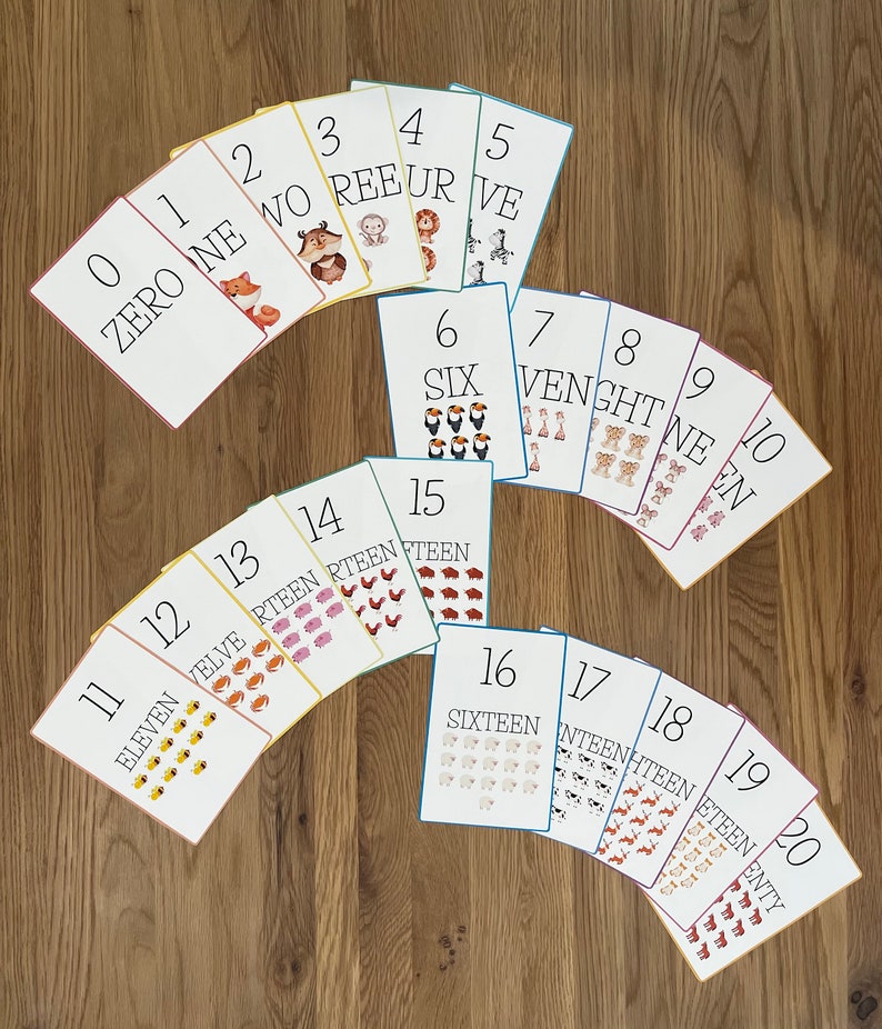 Numbers 20 Large Flashcards Counting 0-20 Flashcards - Etsy