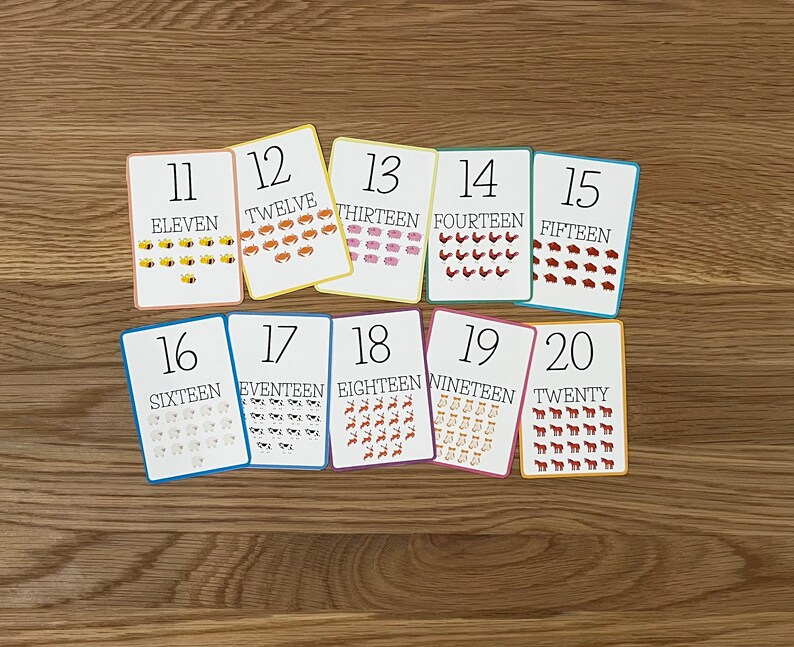Números 11-20 Flashcards Pequeñas-Contar 11-20-Flashcards-Contar-Vuelta ...