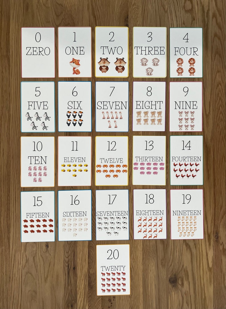 Numbers 20 Large Flashcards Counting 0-20 Flashcards - Etsy