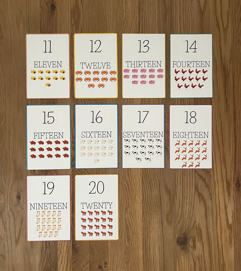 Numbers 11-20 Large Flashcards Counting 0-10 - Etsy