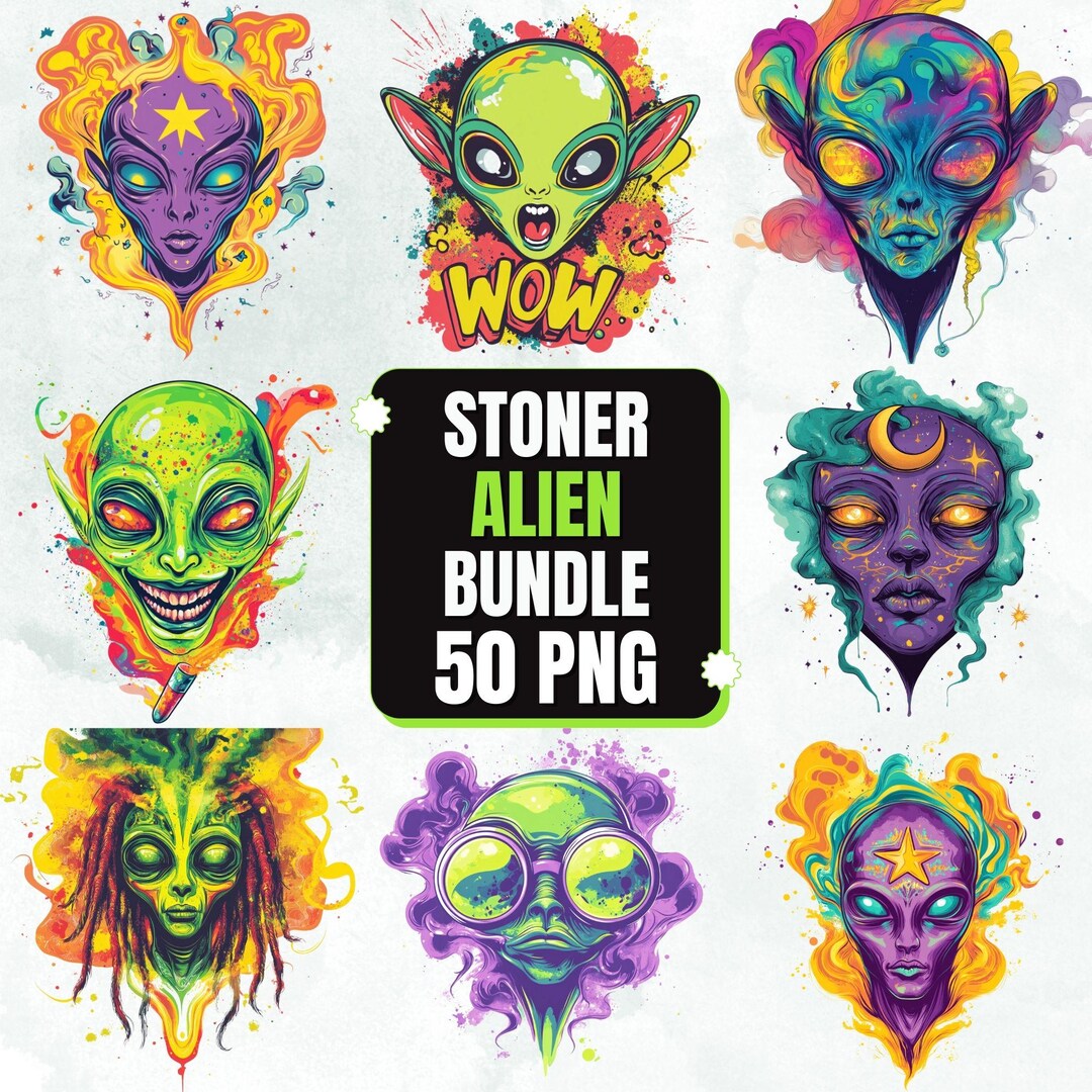 50 Stoner Alien Png Bundle - T Shirts Design - 420 Alien Stoner ...