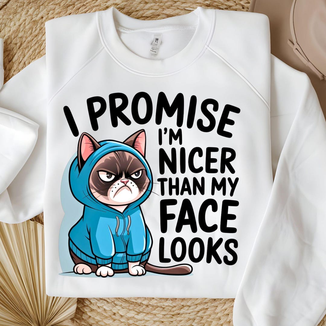 Grumpy Cat Hoodie Digital Art | Funny Cute Sarcastic Cat Design | Saasy ...