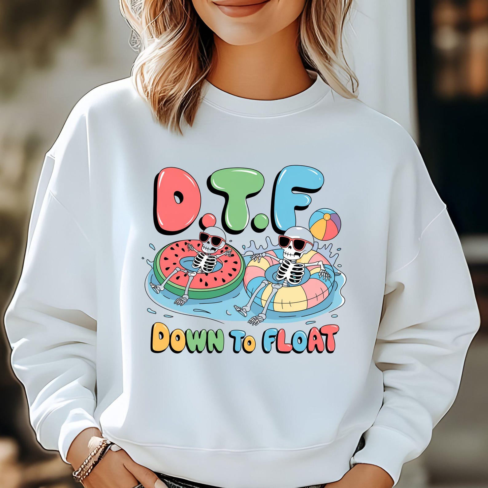 DTF Down to Float PNG | Funny Skeleton Summer Design | Pool Party ...