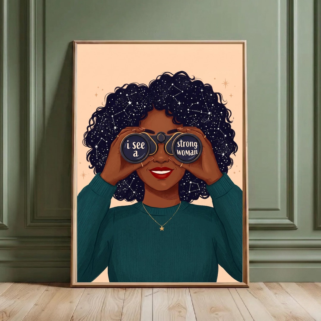 Strong Woman Wall Art, Canvas or Poster, Black Girl Magic Print ...