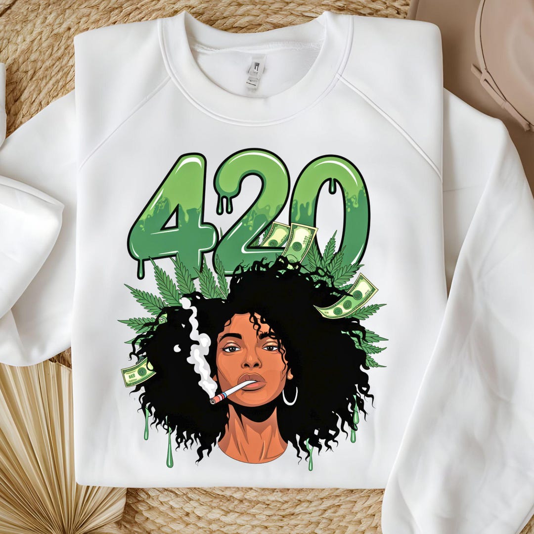 420 Cannabis Afro Woman Digital Art Weed Culture Illustration Stoner ...