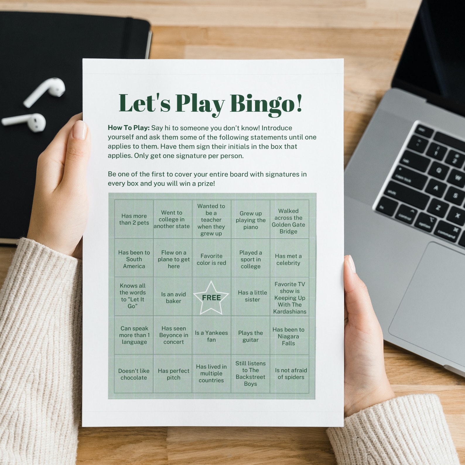 Human Bingo Card | Editable & Printable | Icebreaker, Team Building ...