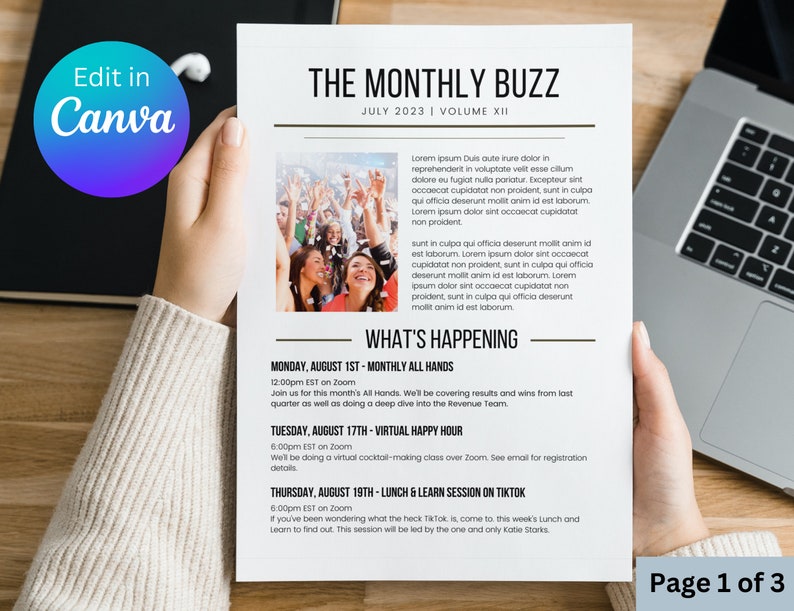 Company Newsletter Template | Editable in Canva | 8.5 X 11'' - Etsy