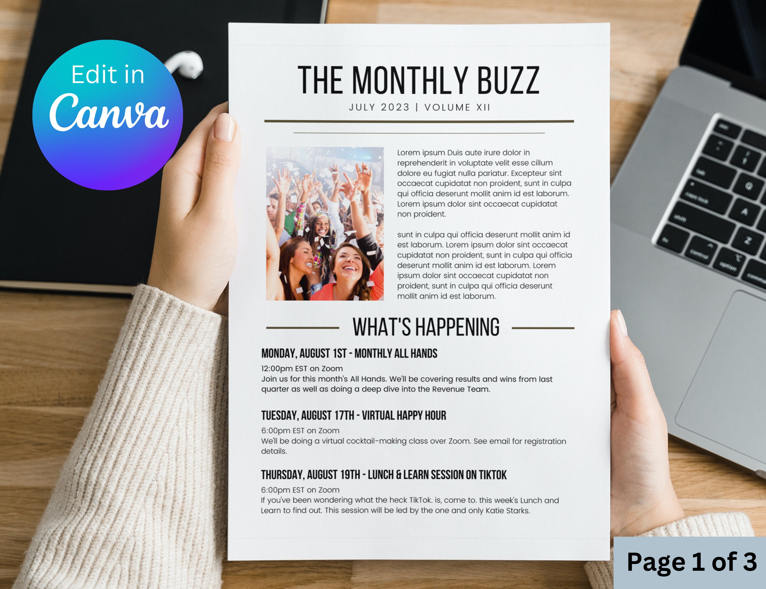 Company Newsletter Template Editable in Canva 8.5 X 11'' - Etsy