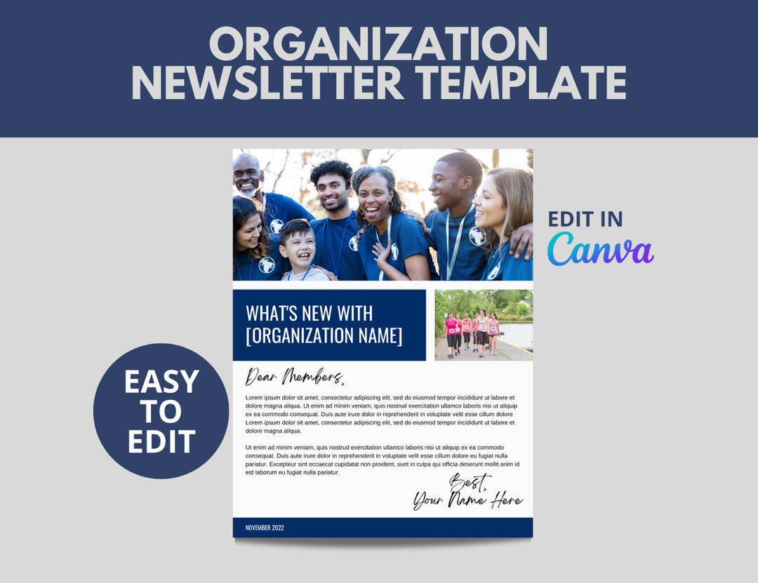 Organization Newsletter Template | Editable in Canva | 8.5 X 11'' - Etsy
