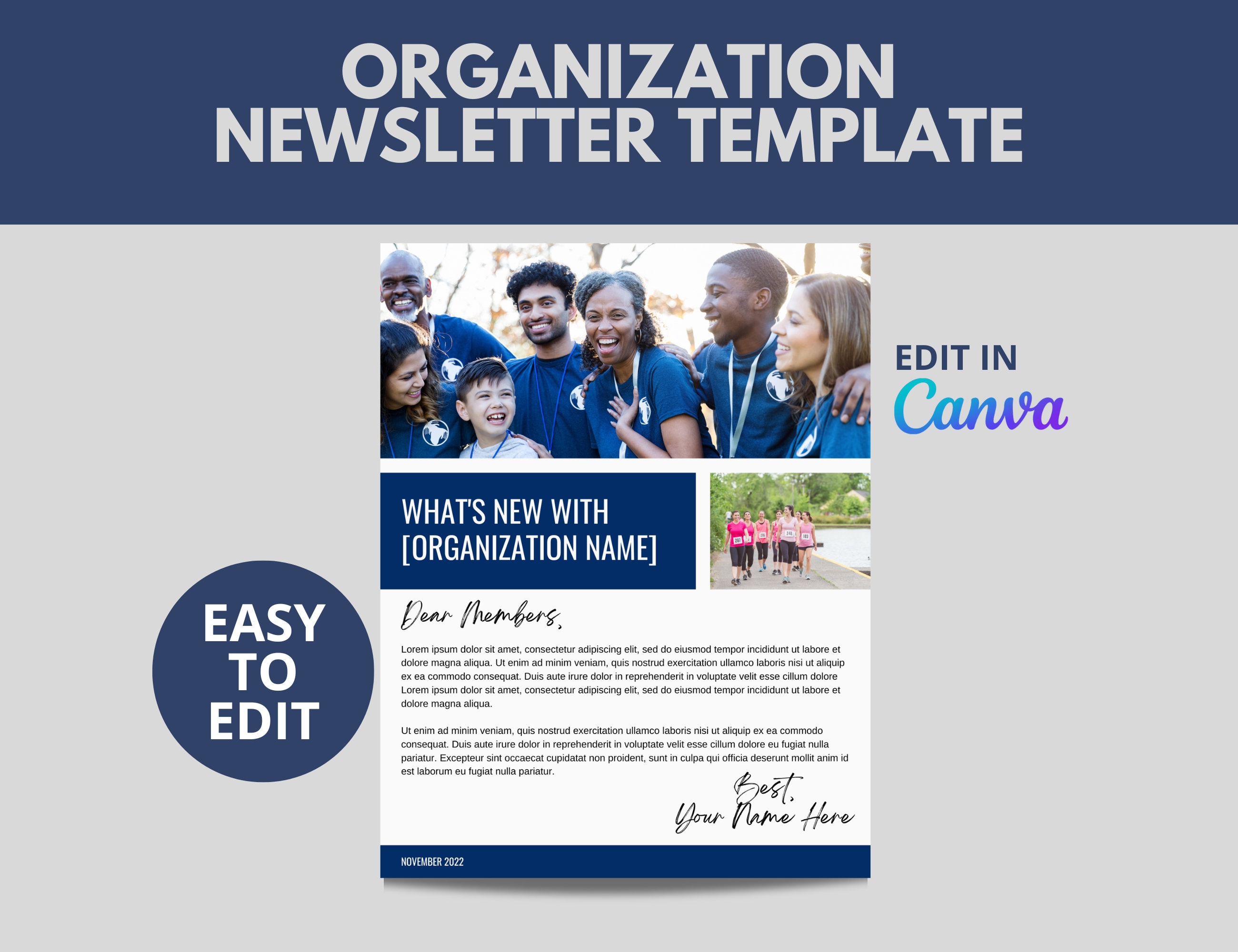 Organization Newsletter Template | Editable in Canva | 8.5 X 11'' - Etsy