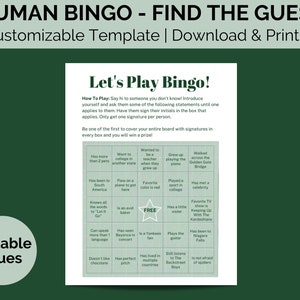 Human Bingo Card Editable & Printable Icebreaker Team - Etsy