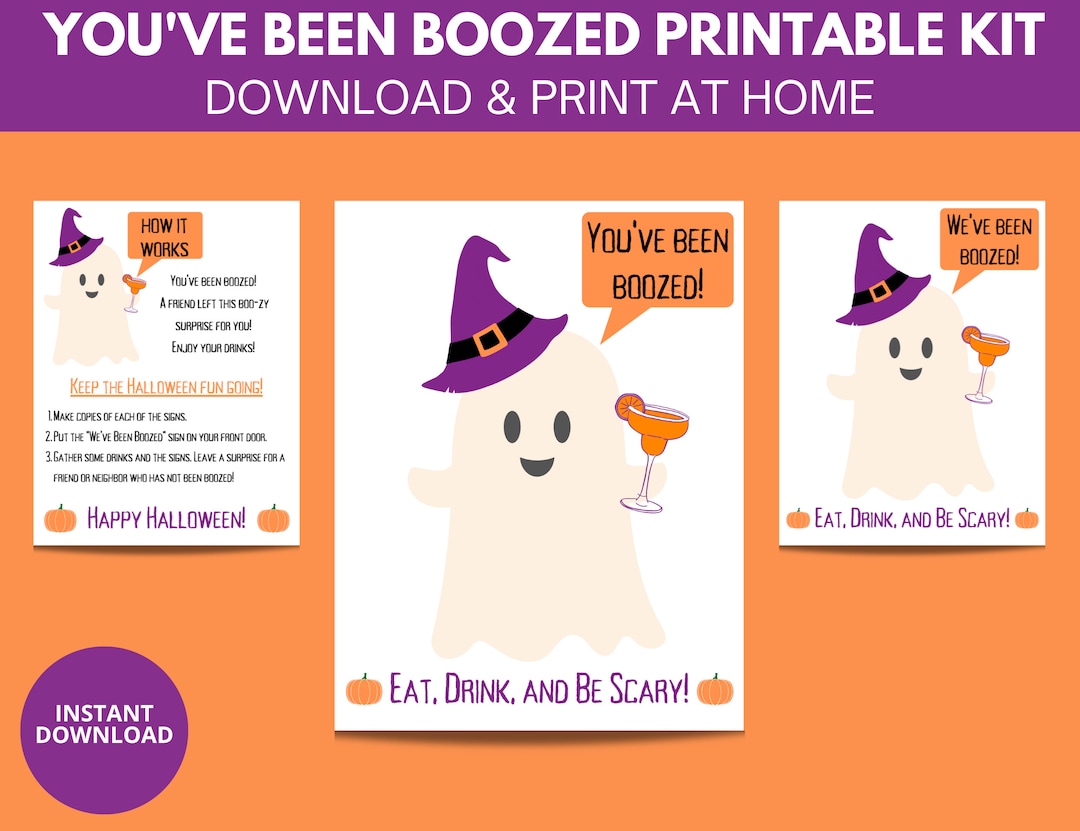 You've Been Boozed | Adult Halloween Game | Printable Signs - Etsy