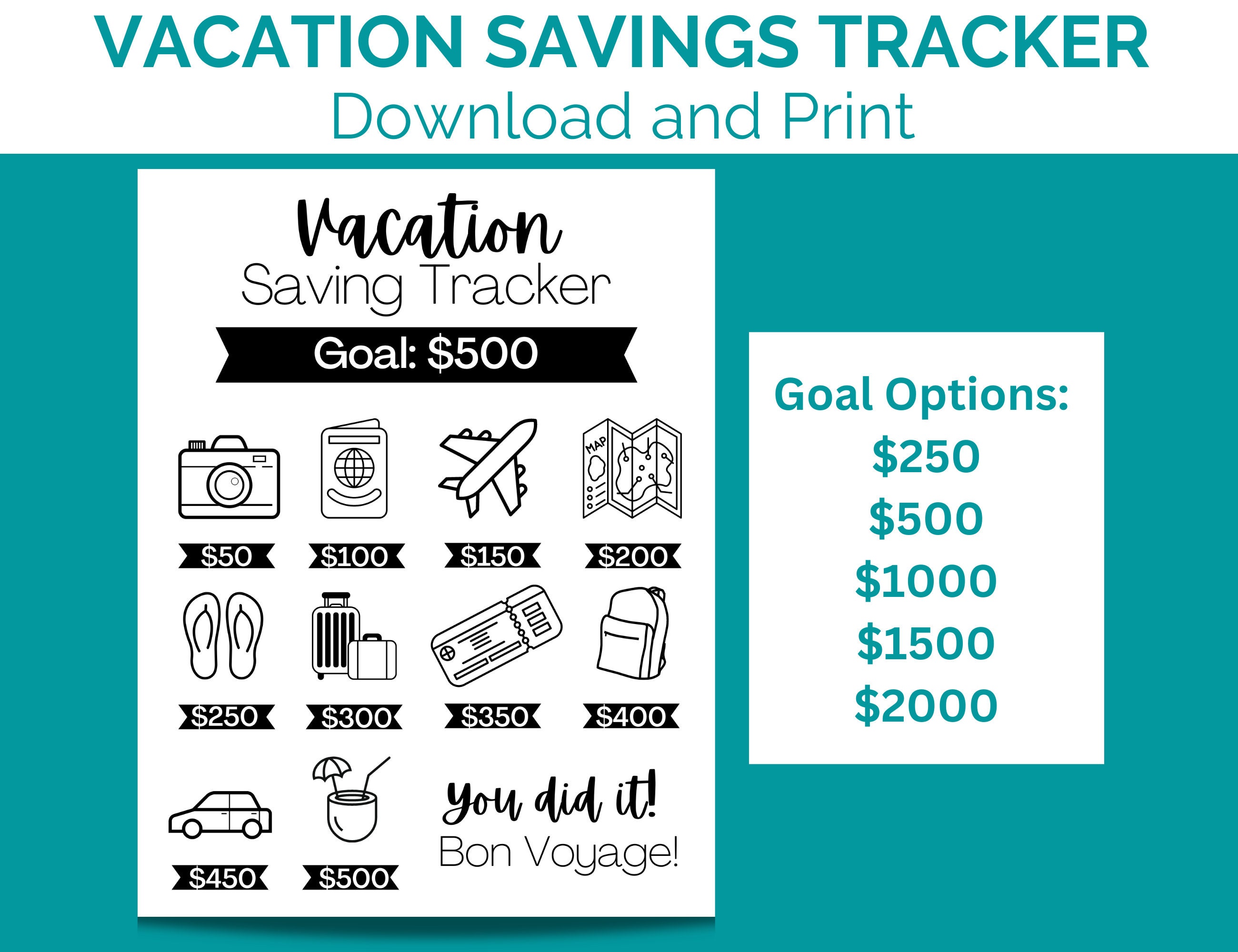 Vacation Savings Tracker | Printable Travel Budget Challenge | PDF ...