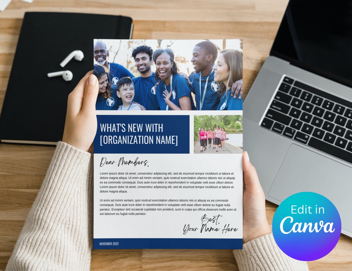 Organization Newsletter Template | Editable in Canva | 8.5 X 11'' - Etsy