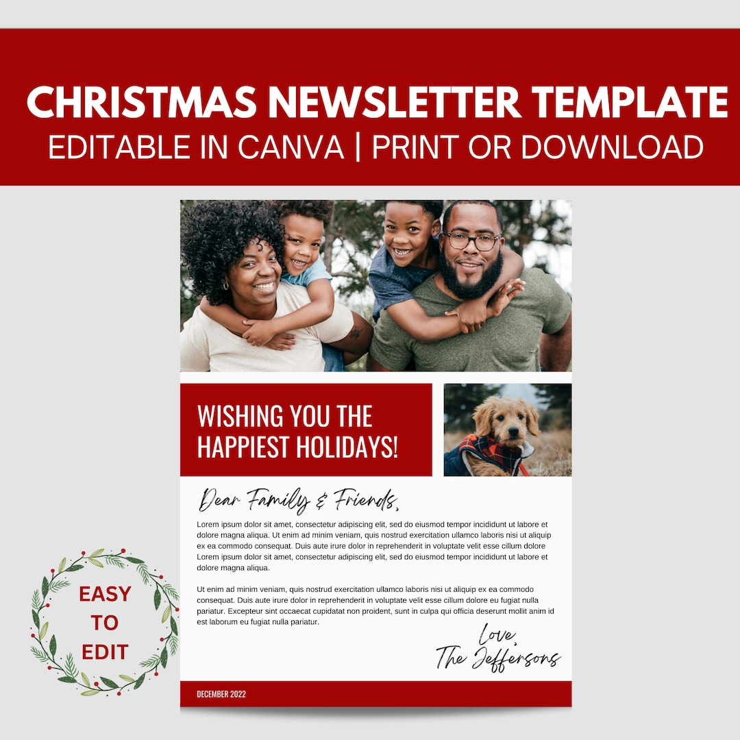Christmas Newsletter Template | Editable in Canva | 8.5 X 11'' - Etsy