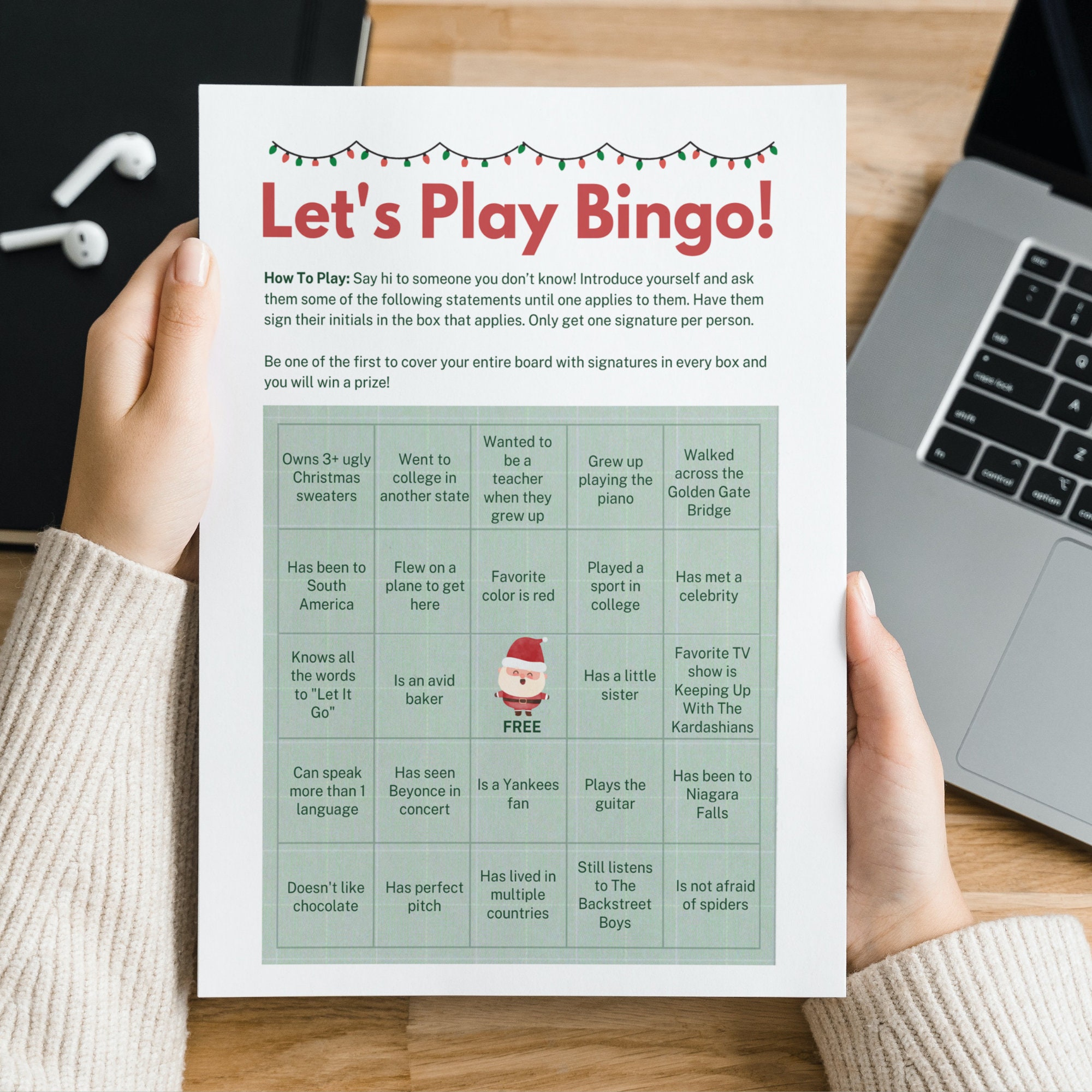 Christmas Human Bingo Card | Find the Guest Bingo | Editable ...