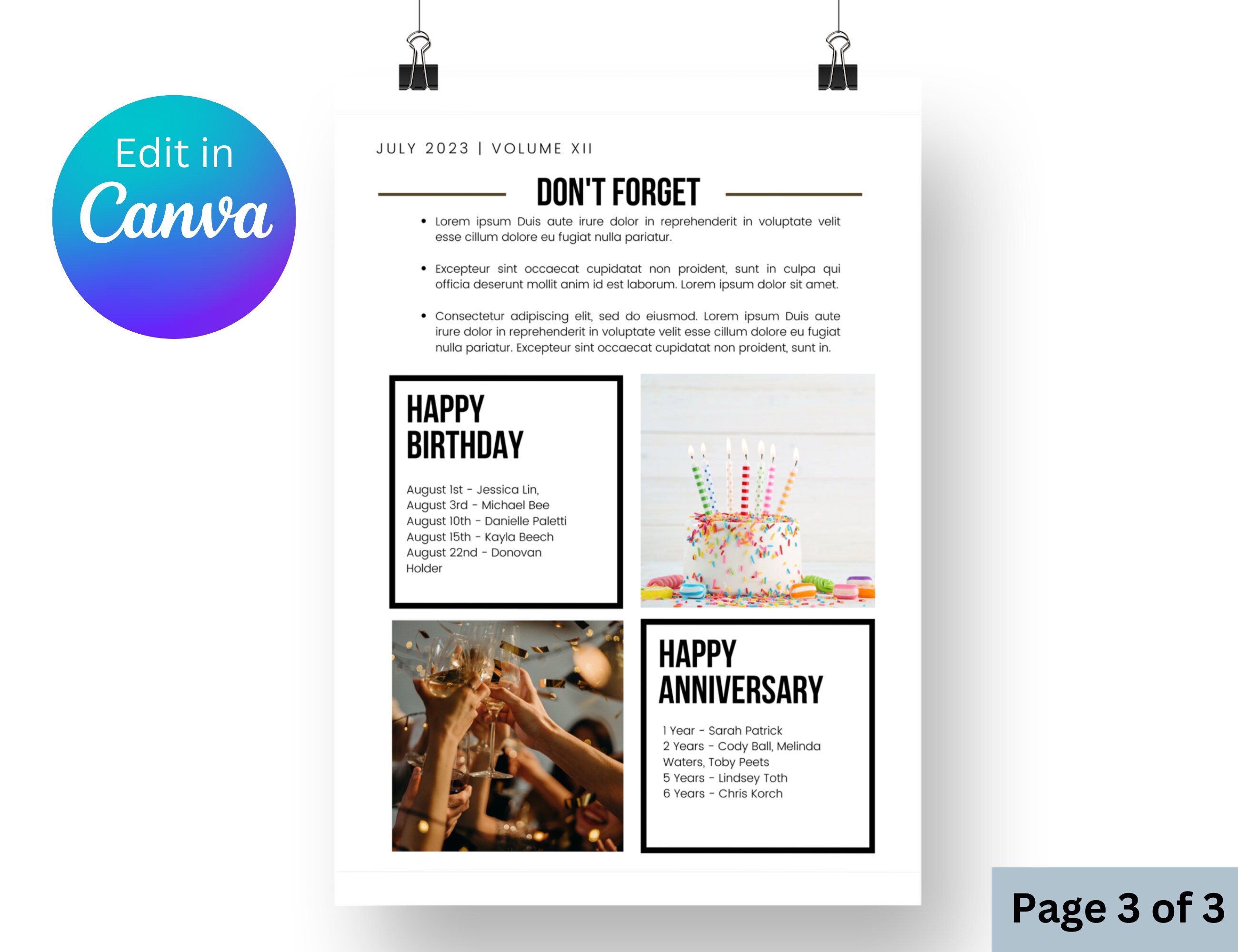 Company Newsletter Template | Editable in Canva | 8.5 X 11'' - Etsy