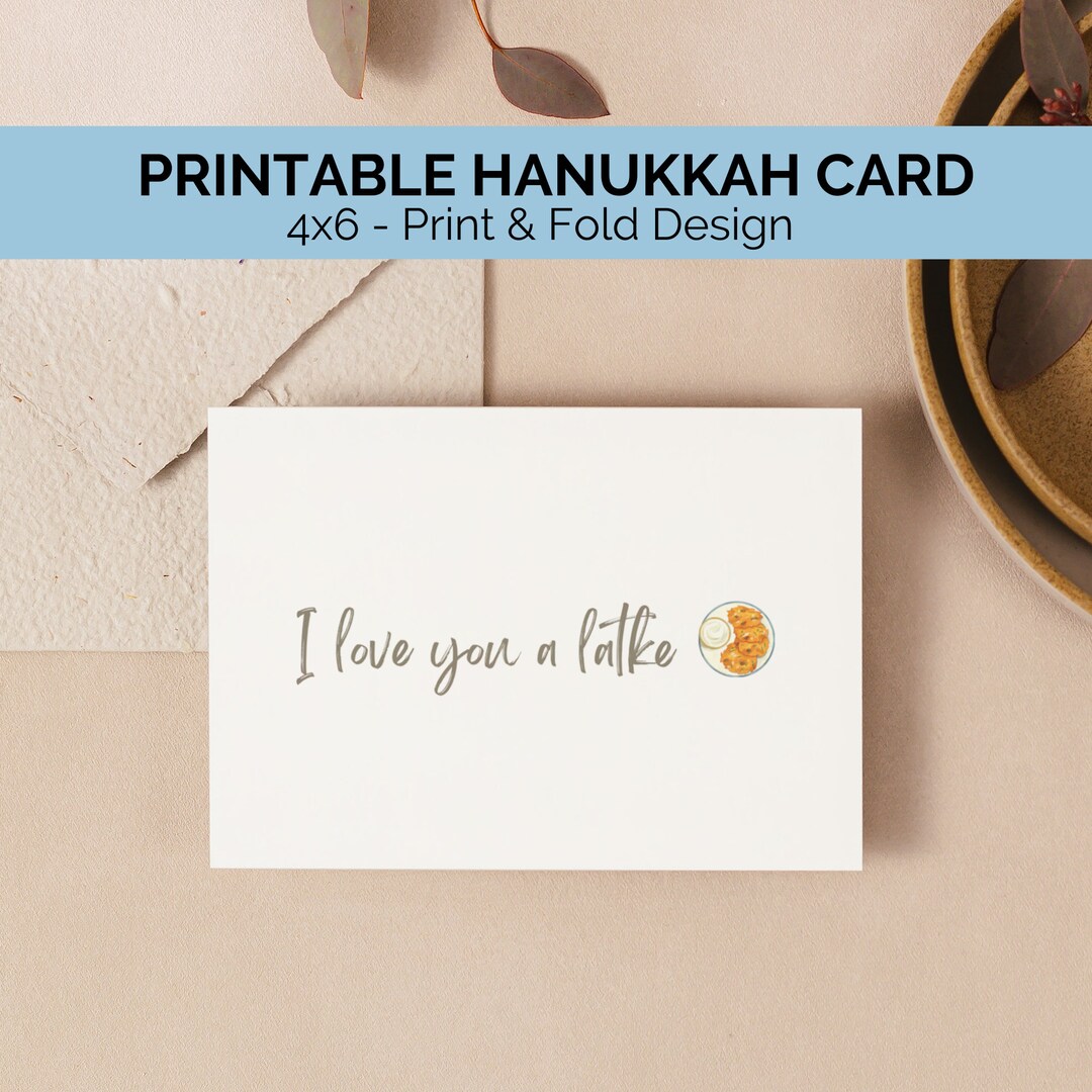 Hanukkah Card Printable | I Love You A Latke - Etsy