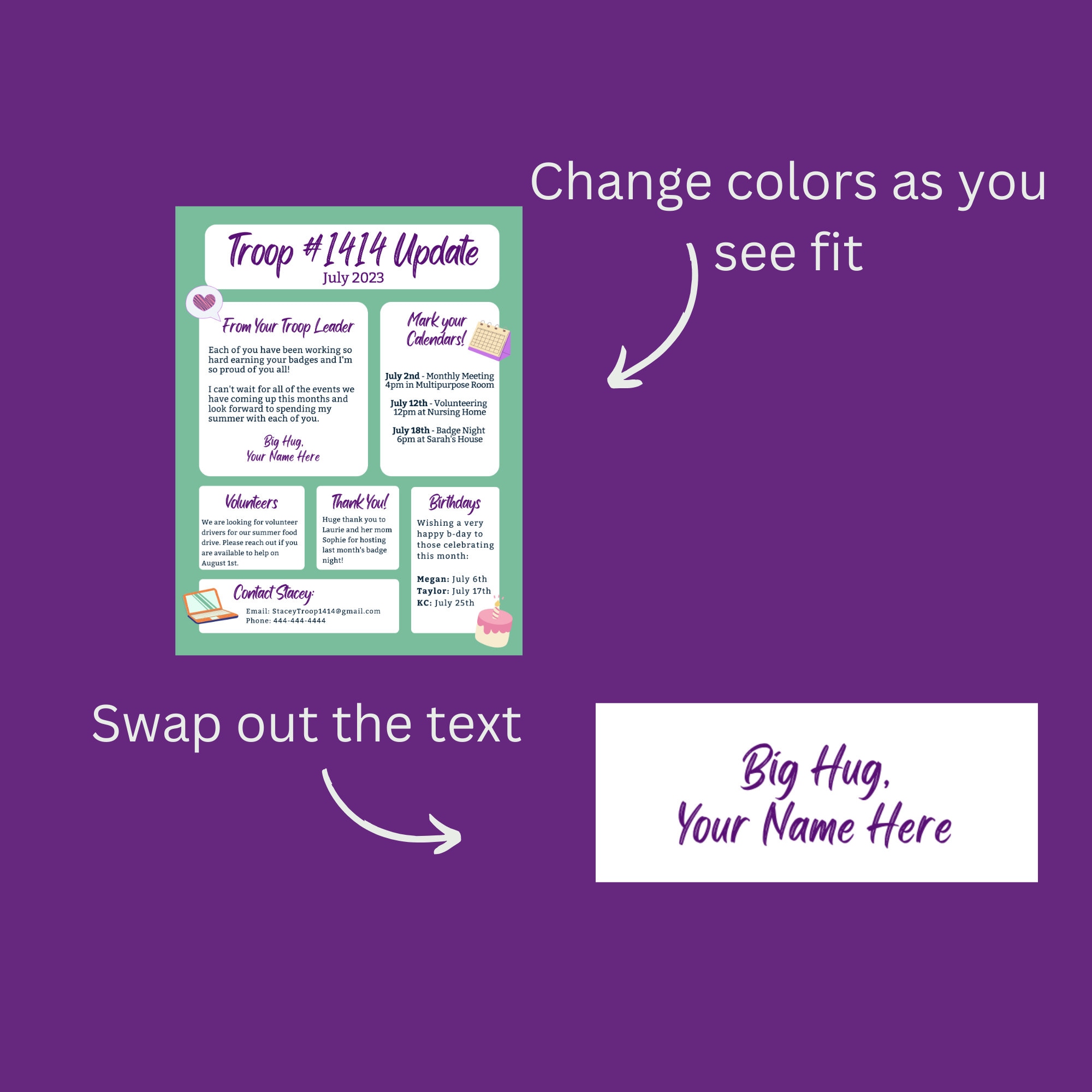Troop Newsletter Template | School Club Update | Editable in Canva | 8. ...